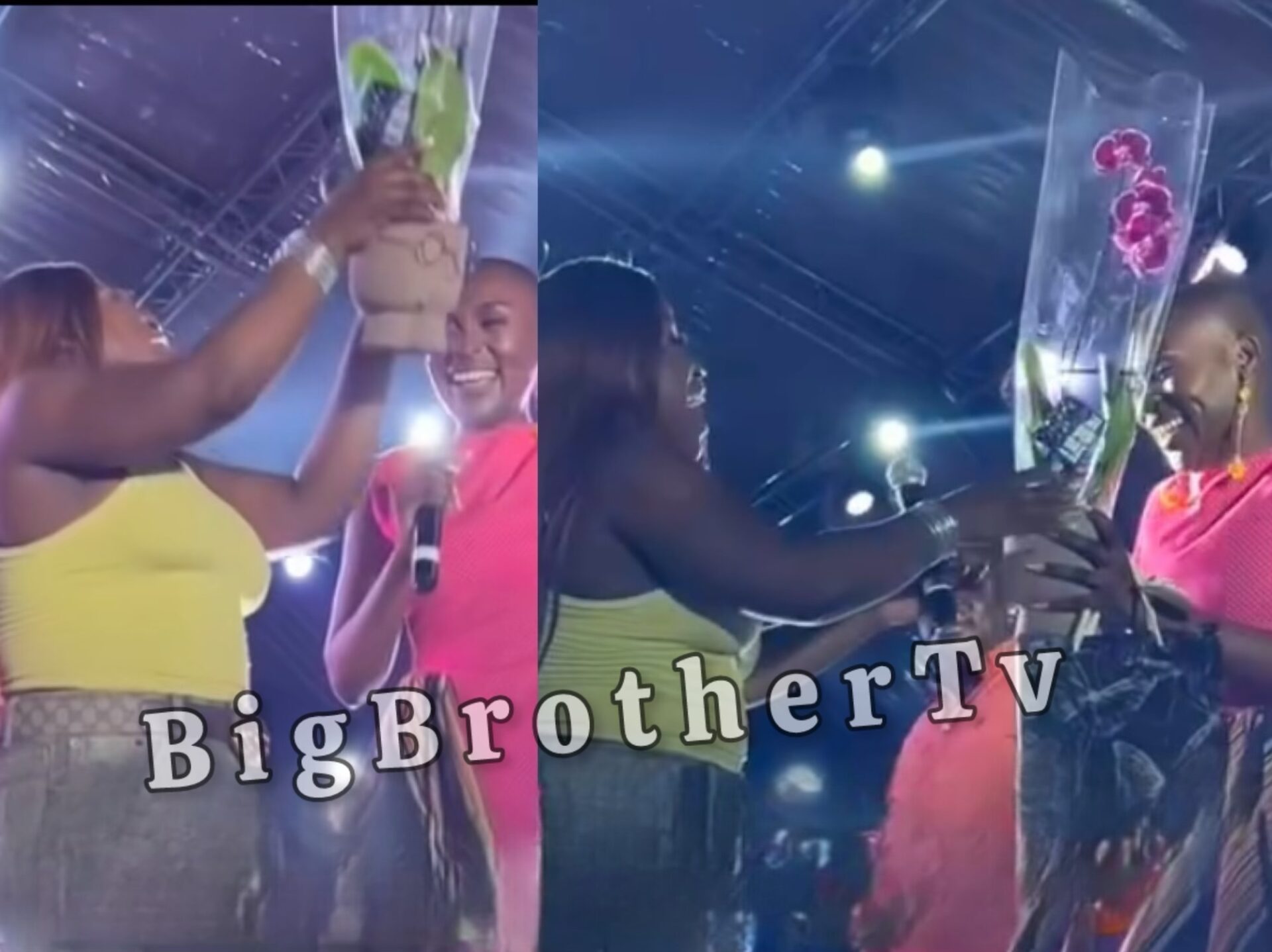 The moment Nsuku gave Makhadzi flowers at her show (VIDEO)